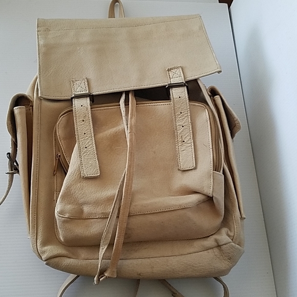 Bags | Ivory Leather Backpack | Poshmark